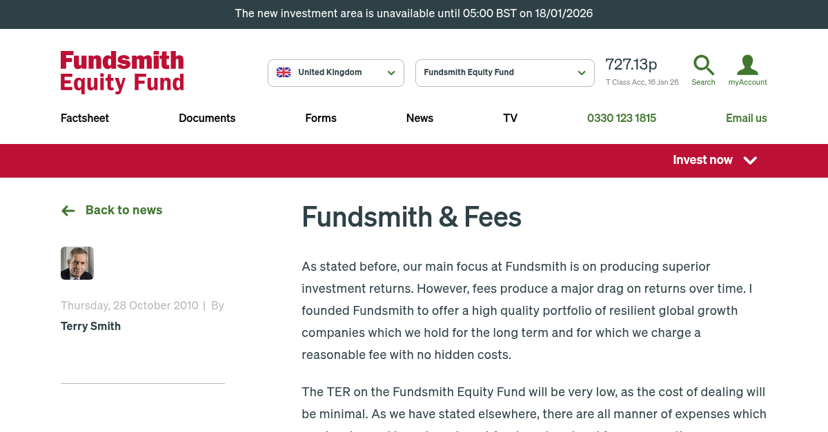 Fundsmith & Fees | Fundsmith