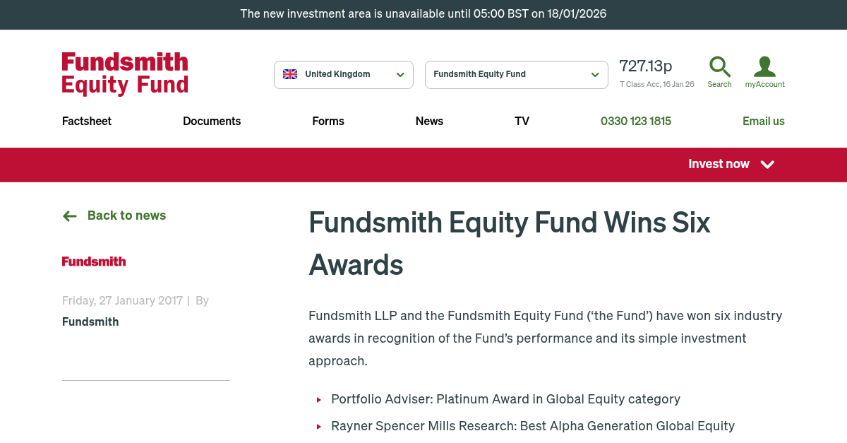 Fundsmith Equity Fund Wins Six Awards | Fundsmith